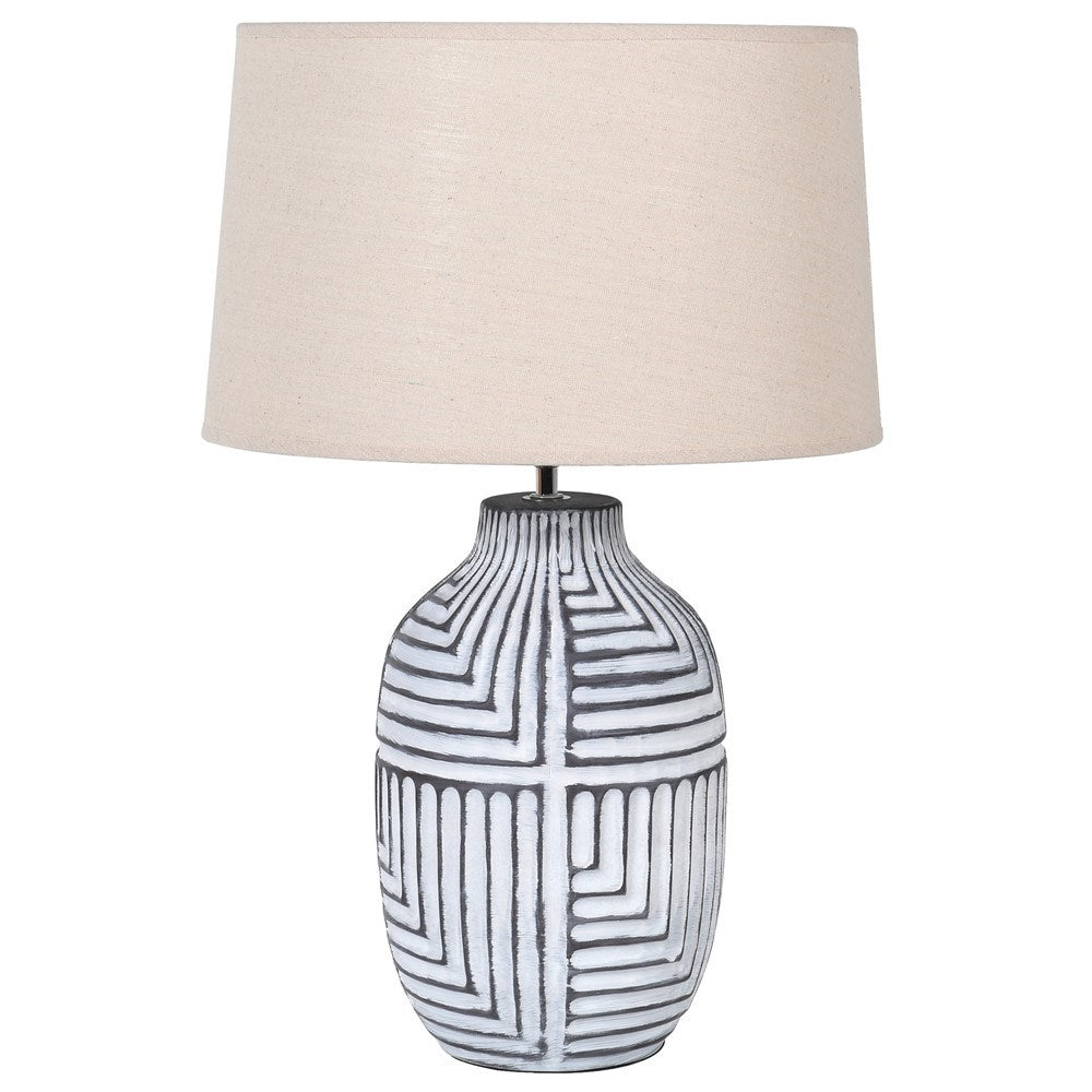 Abstract Table Lamp with Linen Shade – Angela Reed