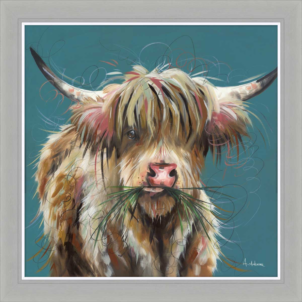 Angus Framed Artwork - Contemporary Highland Cow – Angela Reed