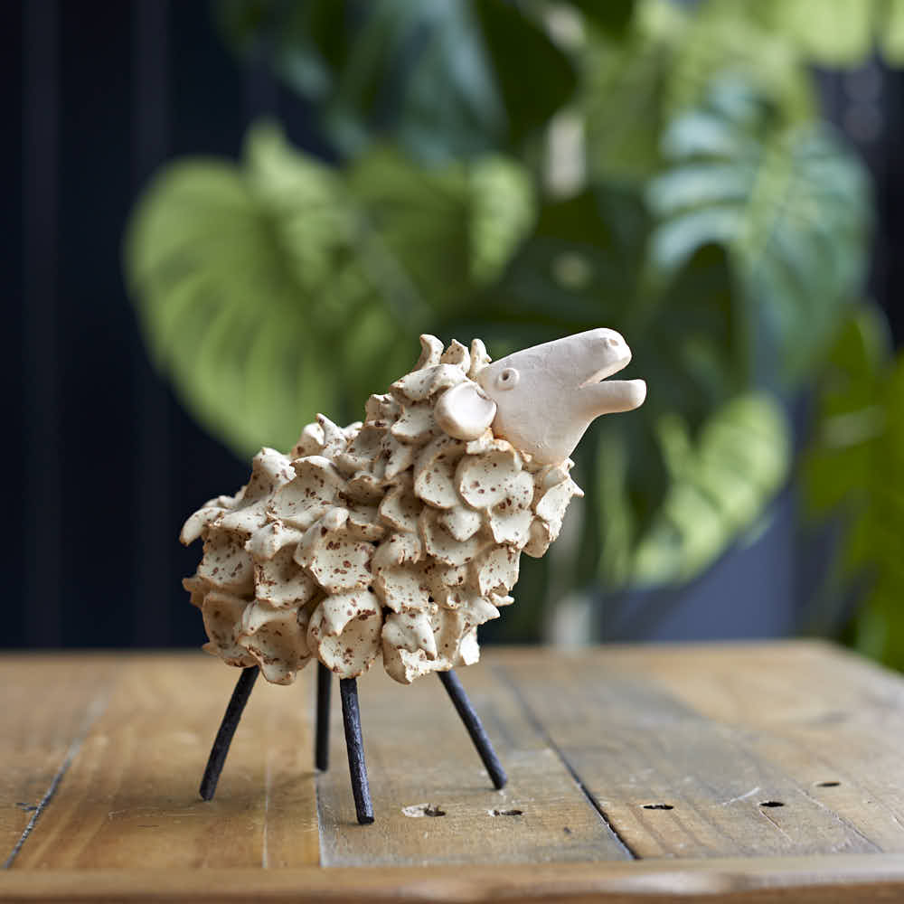 Fluffy Sheep Natural | Ceramic Decorative Ornament – Angela Reed