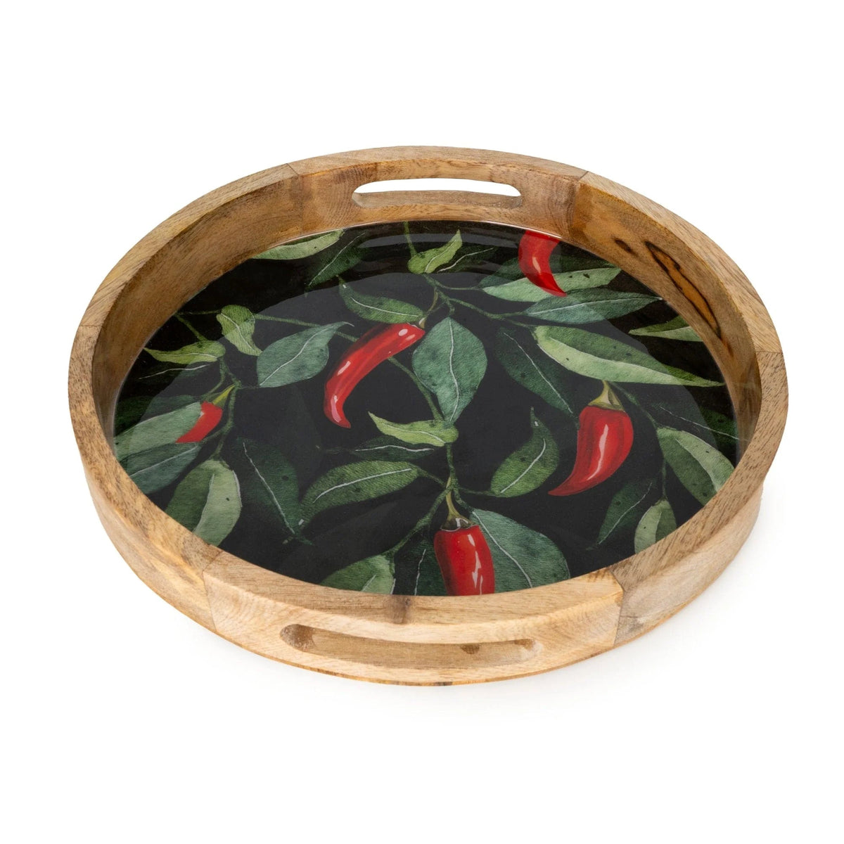 Handcrafted Wooden Round Tray, Chilli – Angela Reed
