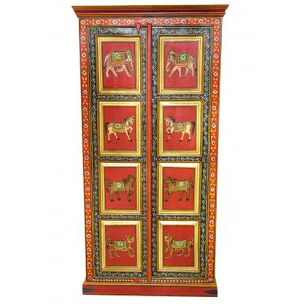Red Hand Painted Two Door Cabinet, Tall – Angela Reed