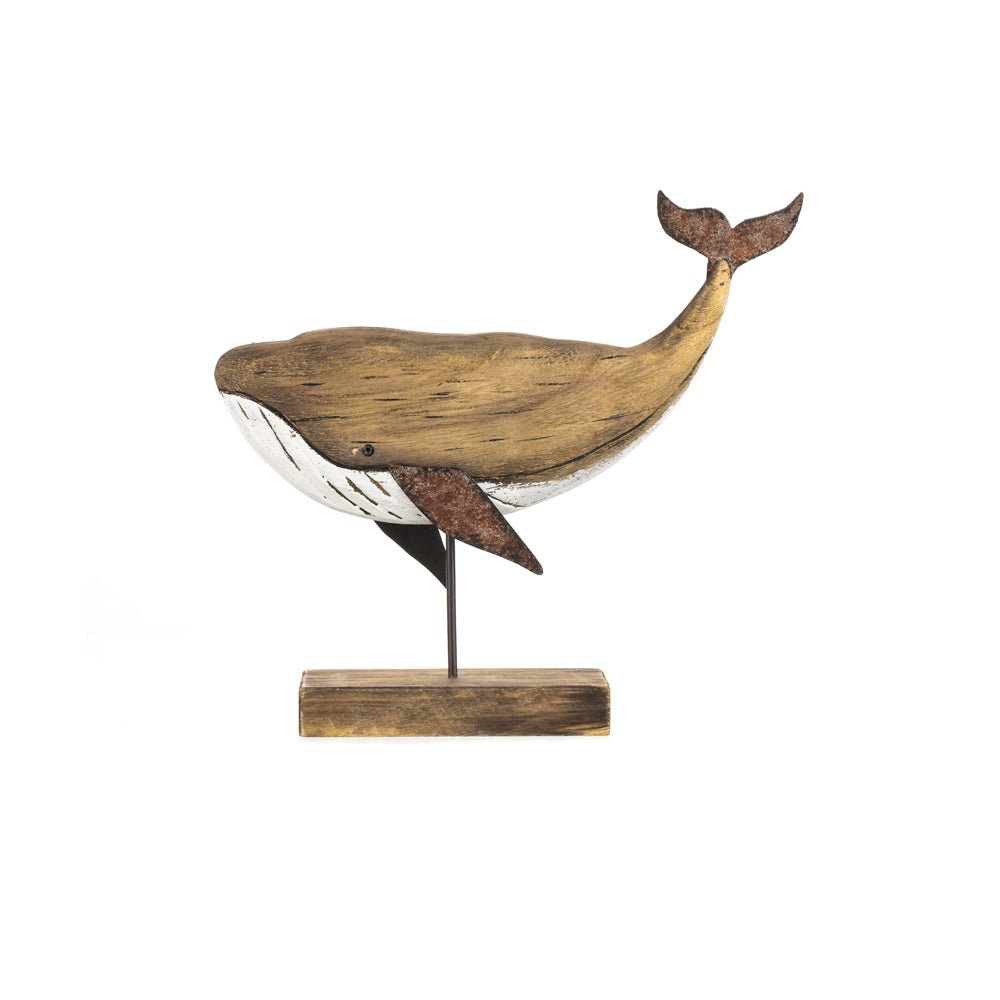 Wooden Whale on Stand, Medium – Angela Reed